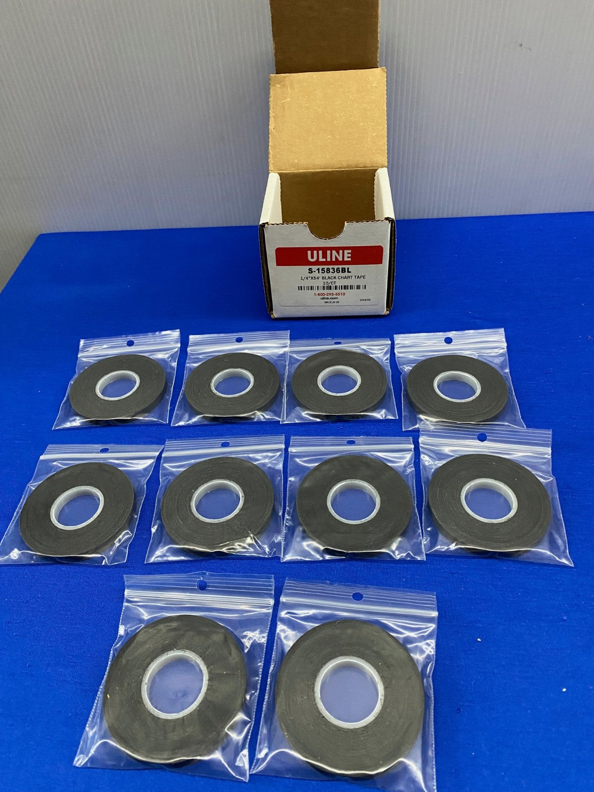 ULINE S-15836BL 1/4"X54' BLACK CHART TAPE - 1 PACKAGE QTY 10 ROLLS ...