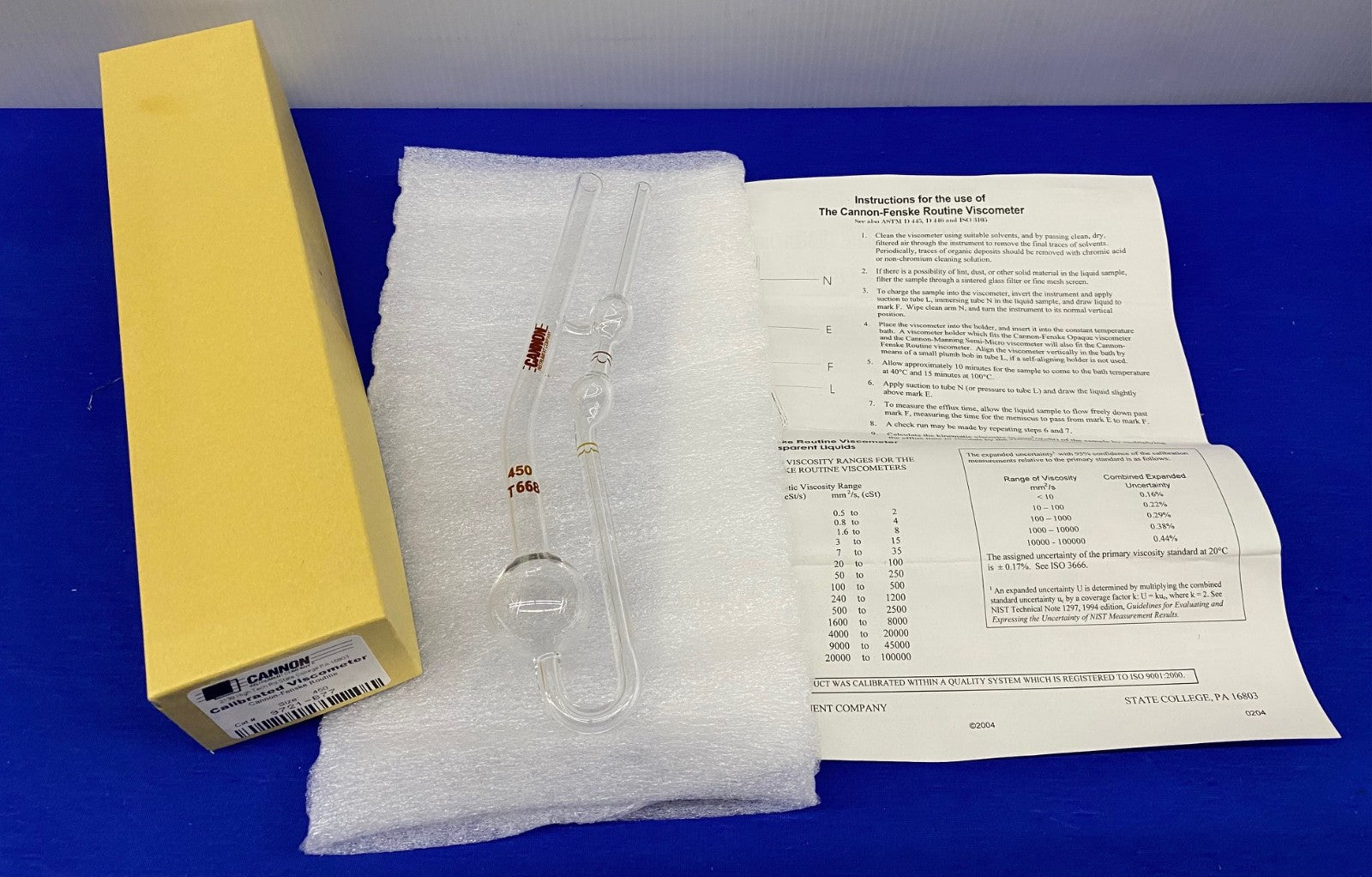 CANNON INSTRUMENT 9721-B77 SIZE 450 CALIBRATED VISCOMETER NEW OLD STOC ...
