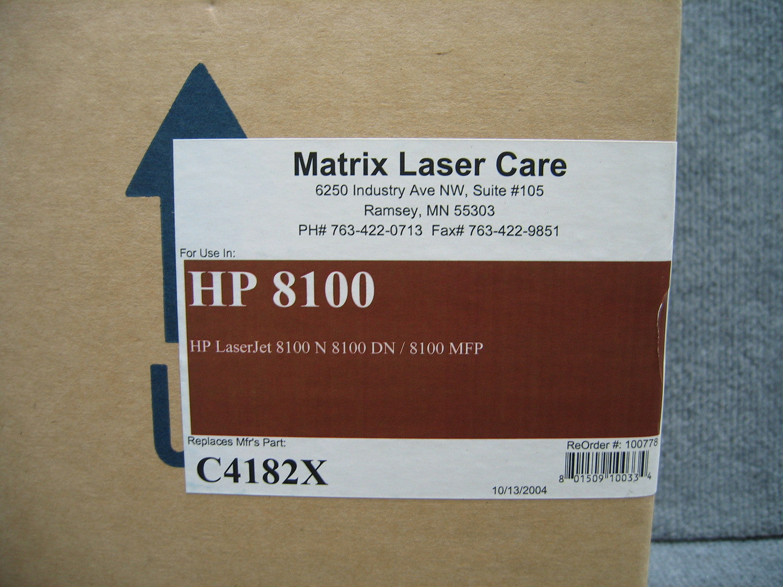 HP / RECONDITIONED BY MATRIX LASER CARE C4182X LASER JET TONER CARTRID ...