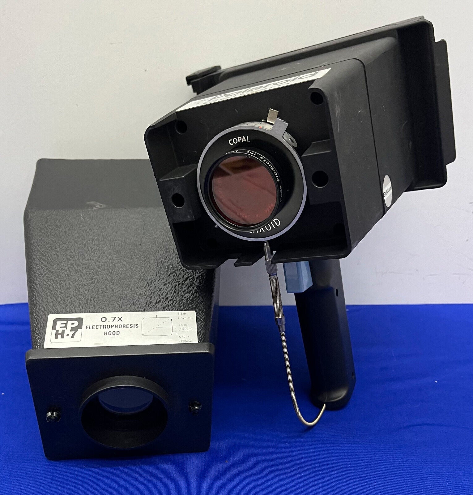 POLAROID GELCAM COPAL RED SHUTTER w/ EP-H7 0.7x ELECTROPHORESIS HOOD ...